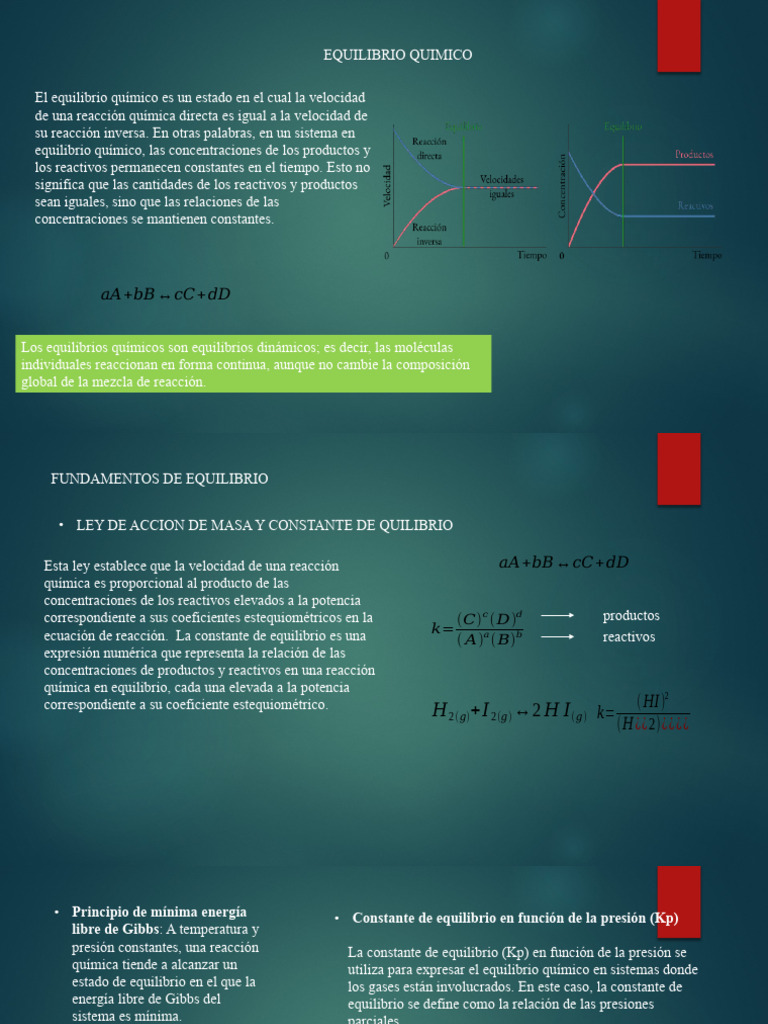 PRESENTACION-QUIMICA Eq | PDF | Equilibrio químico | Reacciones químicas