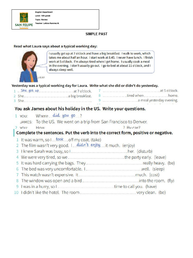 Review Simple Past | PDF