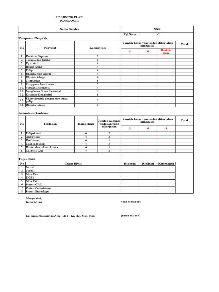 Form rekap learning plan | PDF