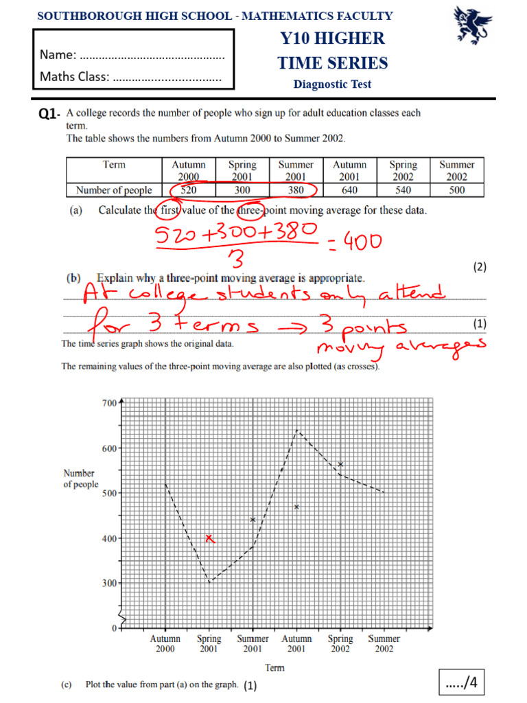 Y10 Higher Times Series DIAGNOSTIC - Topic Test - ANSWERS | PDF | Time ...