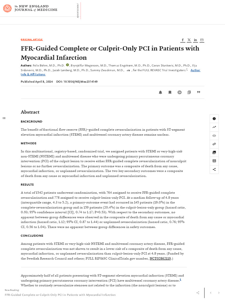 Full Revasc | PDF | Percutaneous Coronary Intervention | Myocardial ...