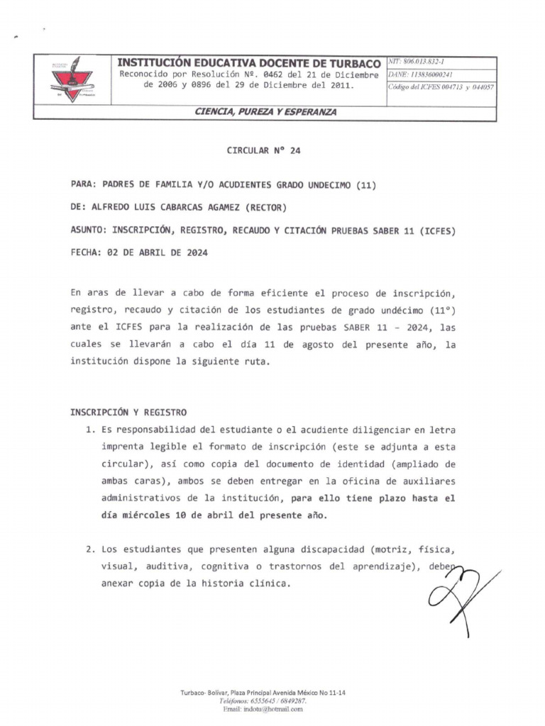 Circular 024 - Icfes | PDF