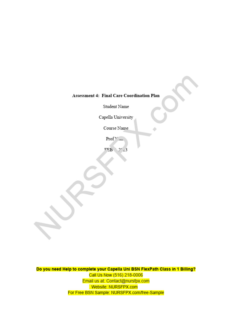 Nurs FPX 4050 Assessment 4 Final Care Coordination Plan | PDF | Physical Therapy | Health Care