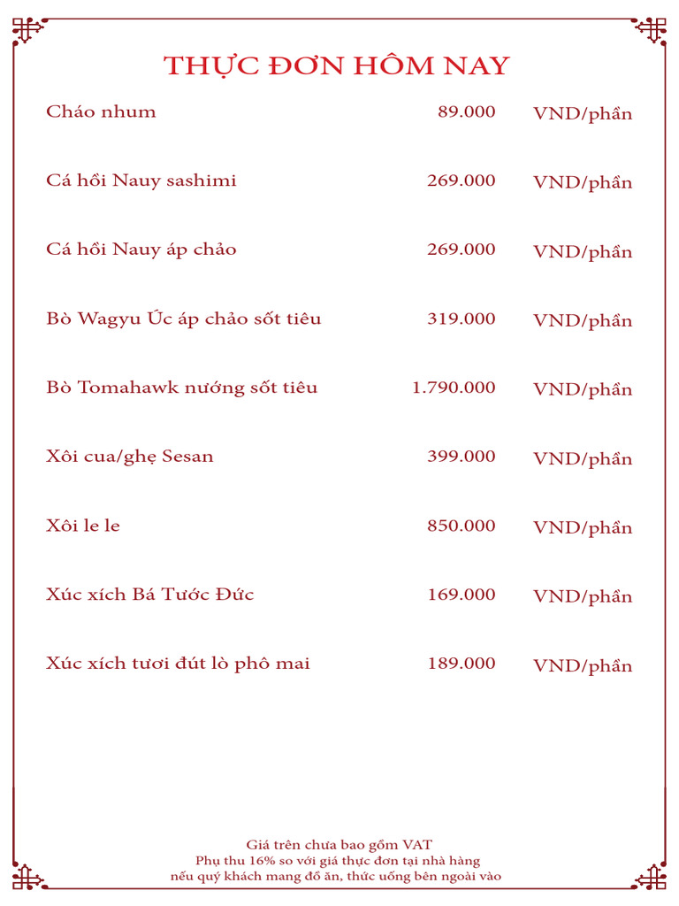 Menu SESAN SanVuon | PDF