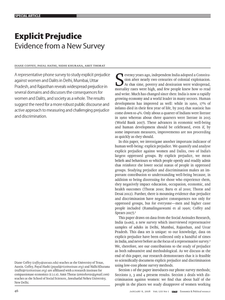 Explicit Prejudice Evidence from a New Survey | PDF | Dalit | Sampling ... Explicit Prejudice Evidence from a New Survey | PDF | Dalit | Sampling ...