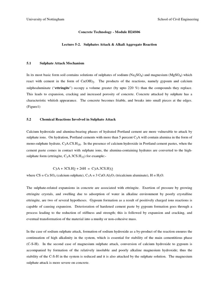 Lecture 5-2 Sulphate ASR-1 | PDF | Cement | Concrete