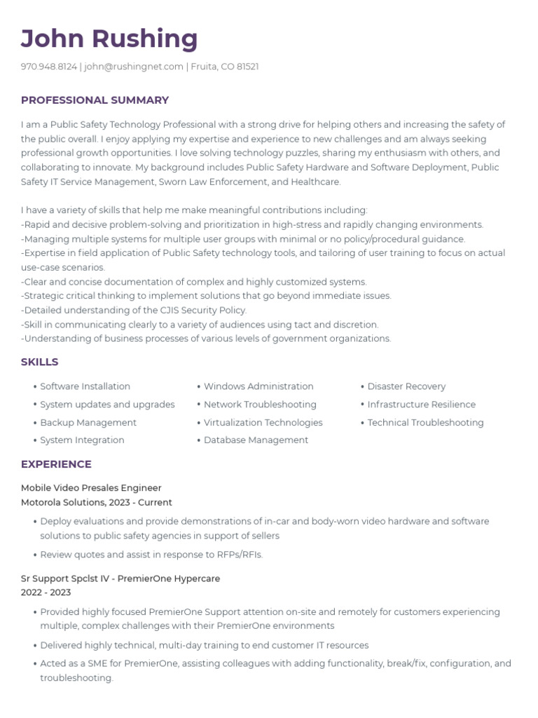 john rushing resume1 | PDF | Computer Science | Information Technology