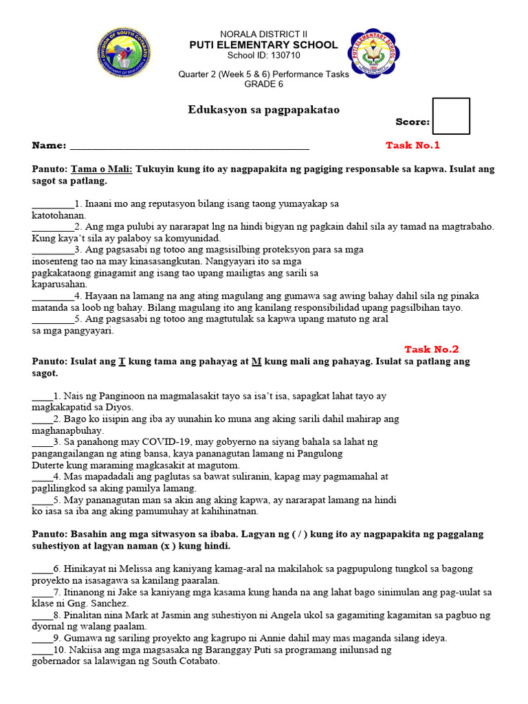 Q2 - Performance Task Week5-6 | PDF
