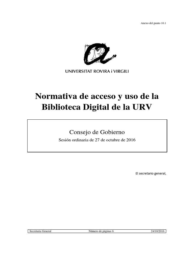 Normativa Biblioteca Digital URV | PDF | Libreria digital | Propiedad intelectual