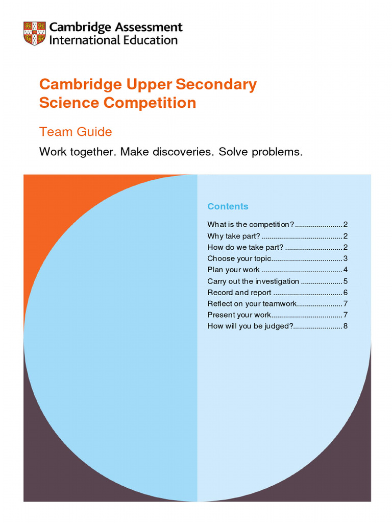 Team Guide - Cambridge Upper Secondary Science Competition | PDF ... Team Guide - Cambridge Upper Secondary Science Competition | PDF ...