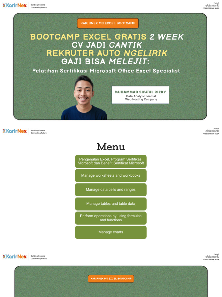 Salinan Karirnex_Bootcamp MS Excel_Sesi 1 | PDF | Microsoft Excel | Software Engineering