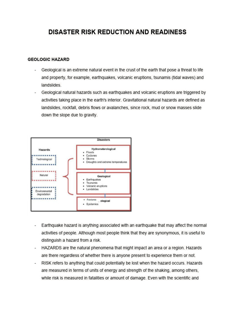 Disaster Risk Reduction and Readiness Reviewer | PDF | Types Of ...