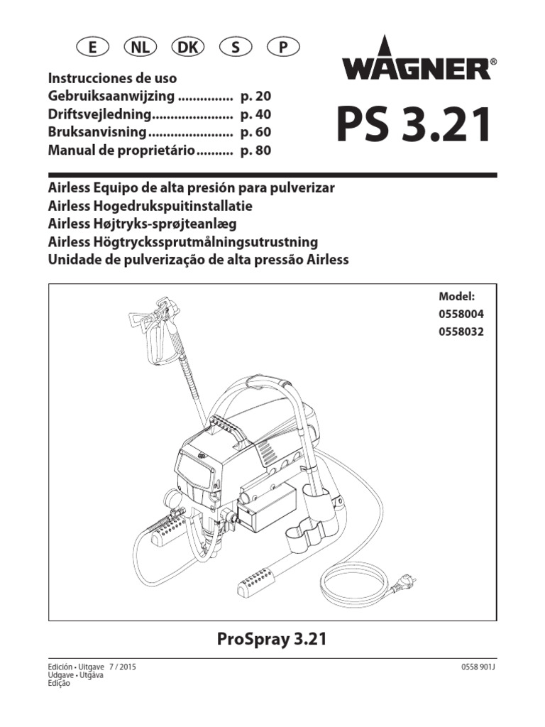 FICHA TECNICA EQUIPO DE PINTURA WAGNER Modelo PS 321 | PDF | Solvente ...