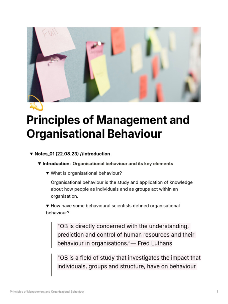 Principles of Management and Organisational Behaviour | PDF ...