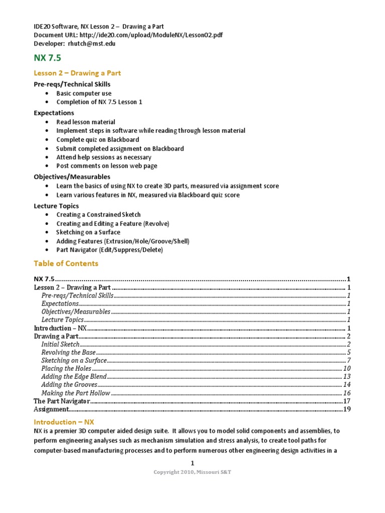 NX 7.5 Tutorial | PDF | Product Lifecycle | 3 D Computer Graphics