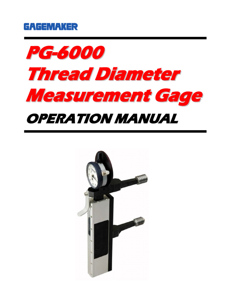 PG-6000 Operation Manual | PDF | Screw | Engineering Tolerance