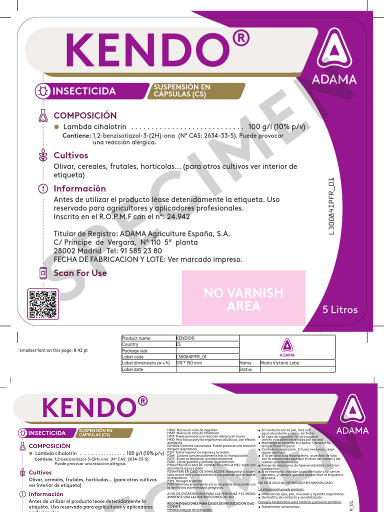 L30084 - 1 - Kendo 5L + (4X5) Specimen | PDF | Agua | Respiración