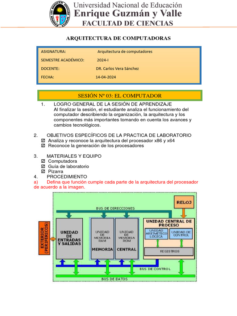 PRACTICA 3 SEMANA 3 ARQUITECTURA DE COMPUTADORAS | PDF | Hardware de la computadora | Unidad ...
