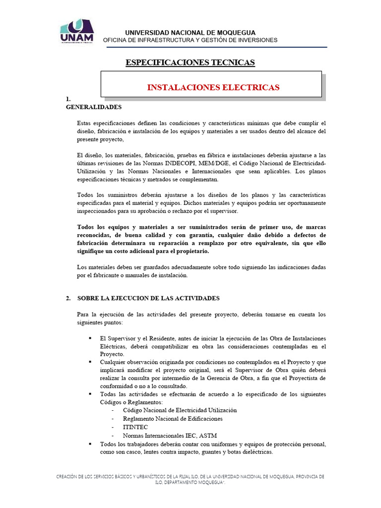 02 IE_ESPECIFICACIONES TECNICAS | PDF | Aislador (Electricidad) | Conductor electrico