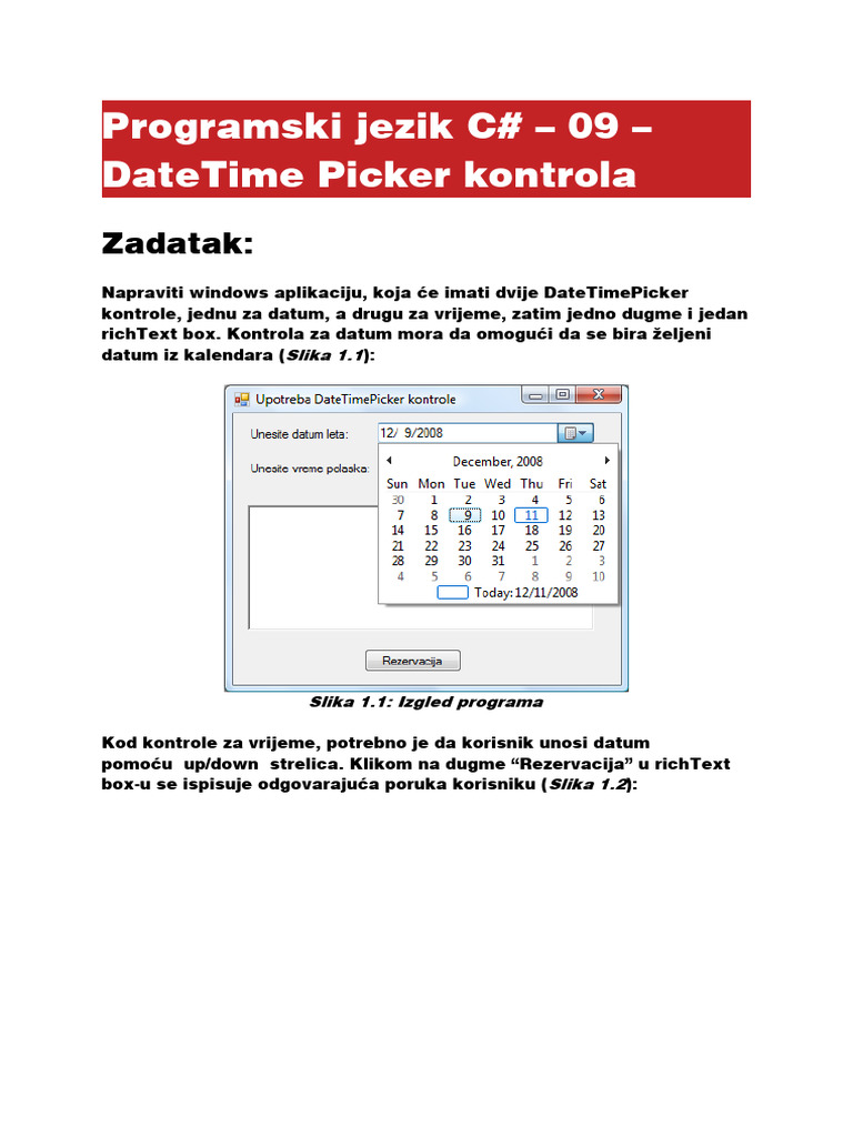 DateTime Picker Kontrola | PDF
