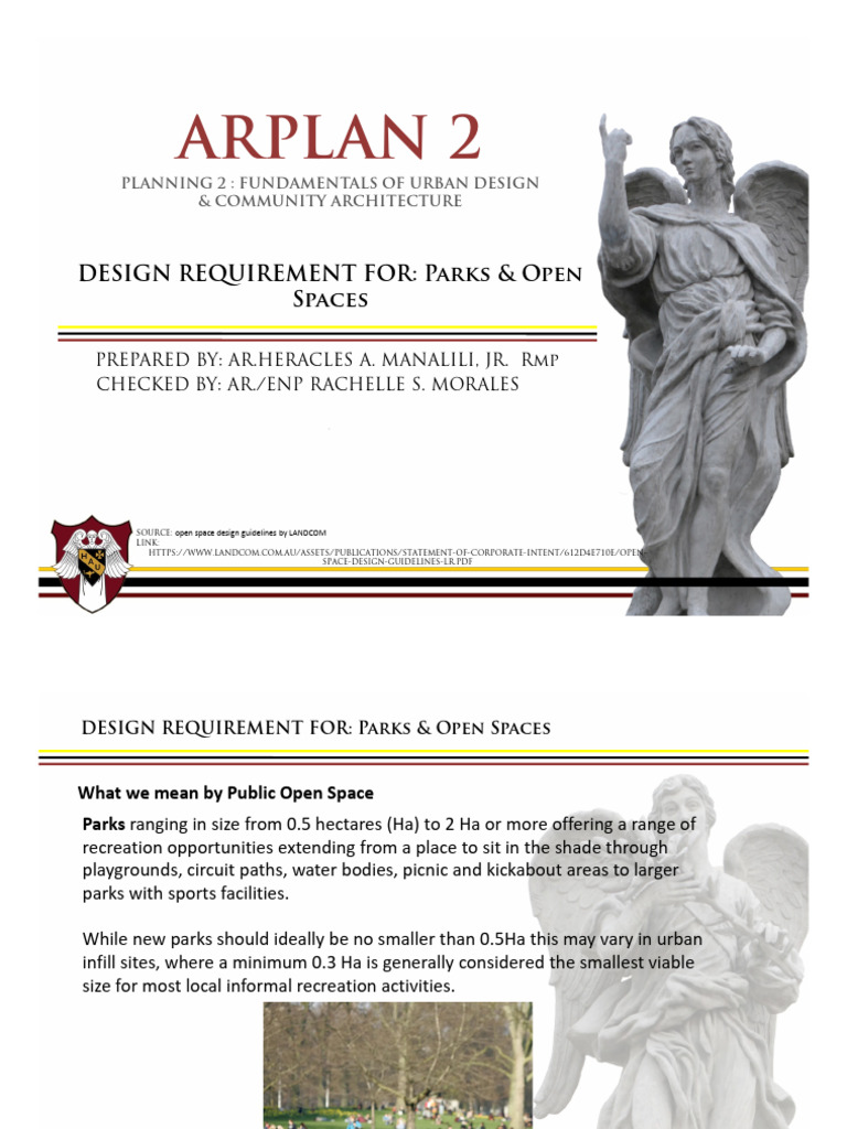 ARPLAN 2 MODULE 7g - PARKS AND OPEN SPACES | PDF | Landscape | Parks