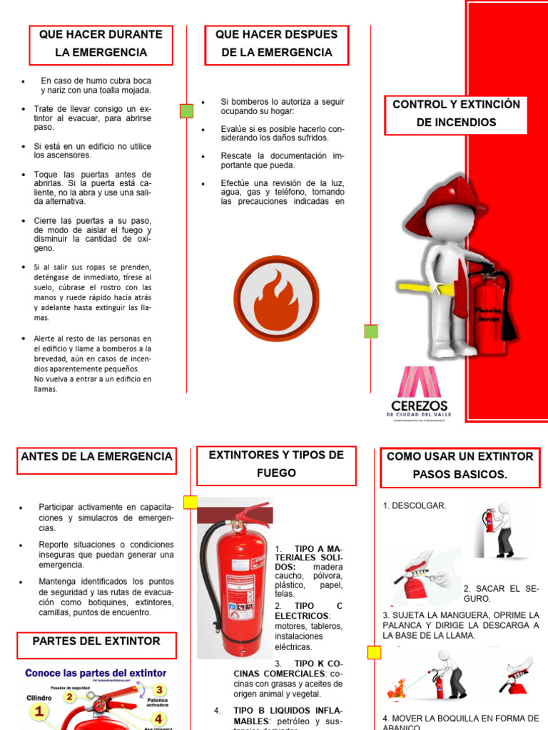 Folleto Manejo de Extintores Cerezos | PDF | Materiales