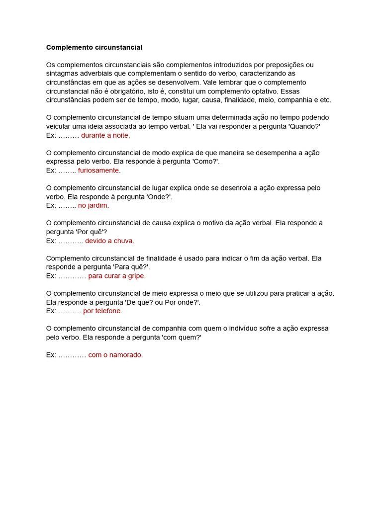 Complemento Circunstancial | PDF