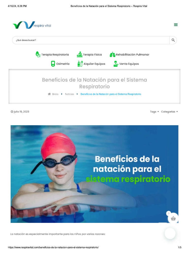 Beneficios de la Natación para el Sistema Respiratorio – Respira Vital | PDF