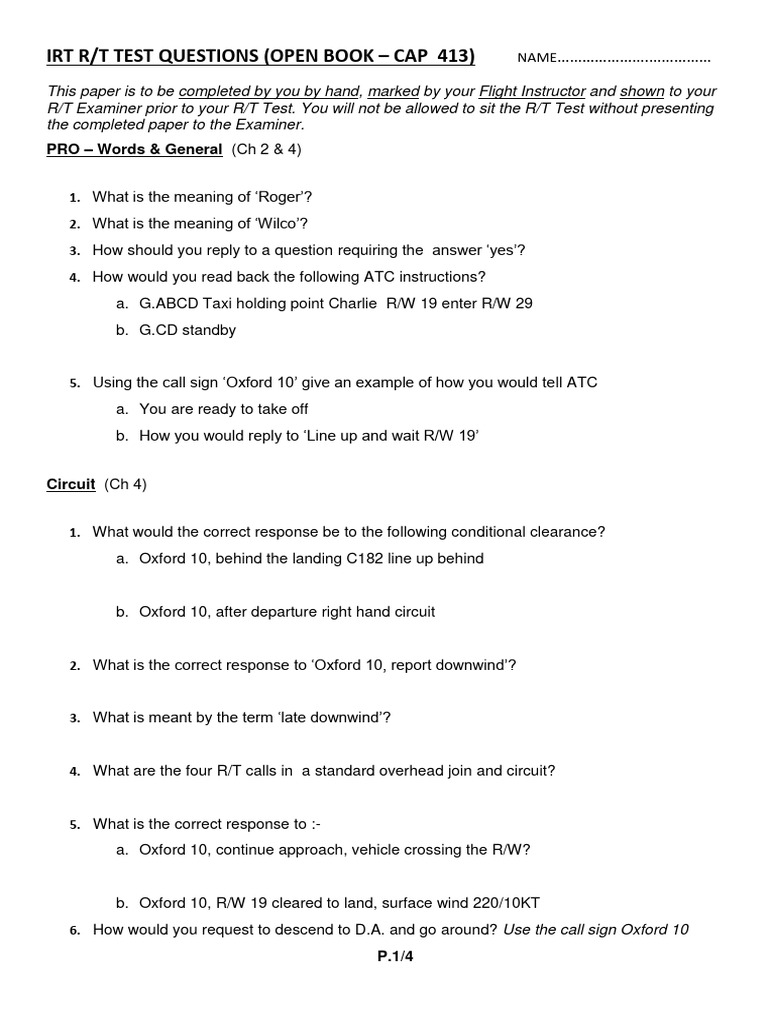 RT Question Paper | PDF | Visual Flight Rules | Air Traffic Control