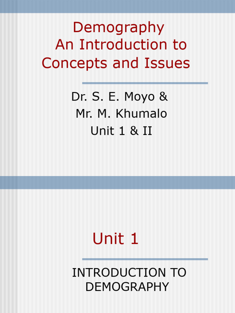 Introduction to Demography Concepts | PDF | Demography | Census