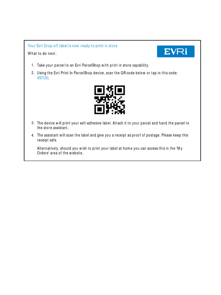 Print Your Evri Drop-off Label In-Store | PDF