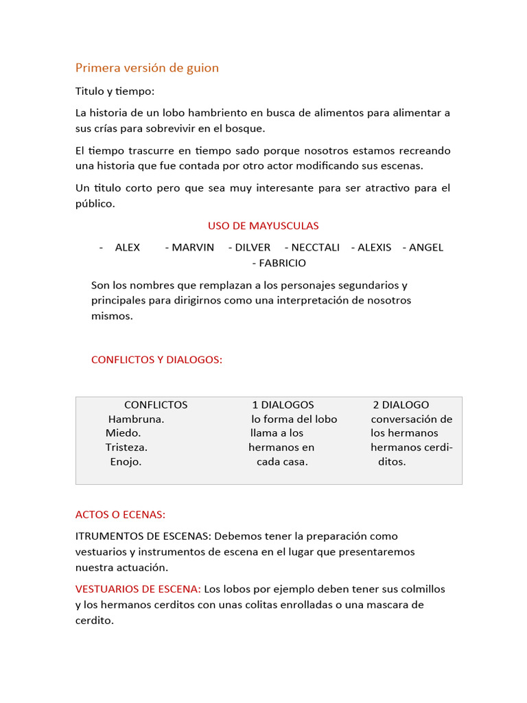 Primera Versión de Guion 12 | PDF