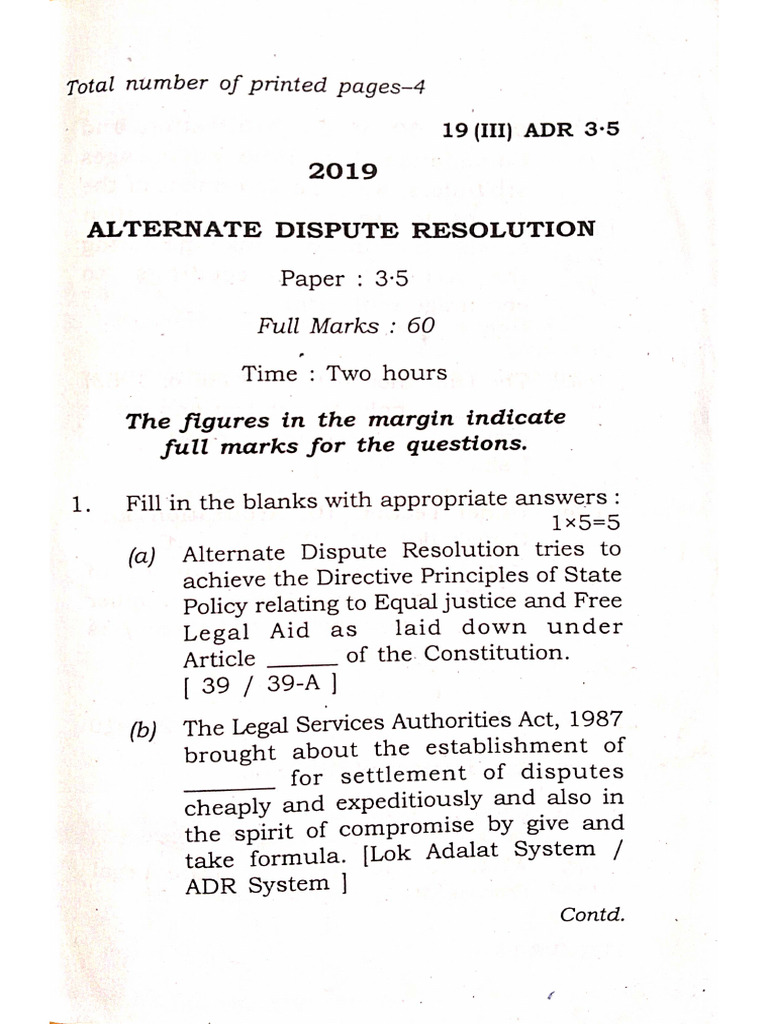 3yr LLB19 3rdsem Alternate Dispute Resolution | PDF