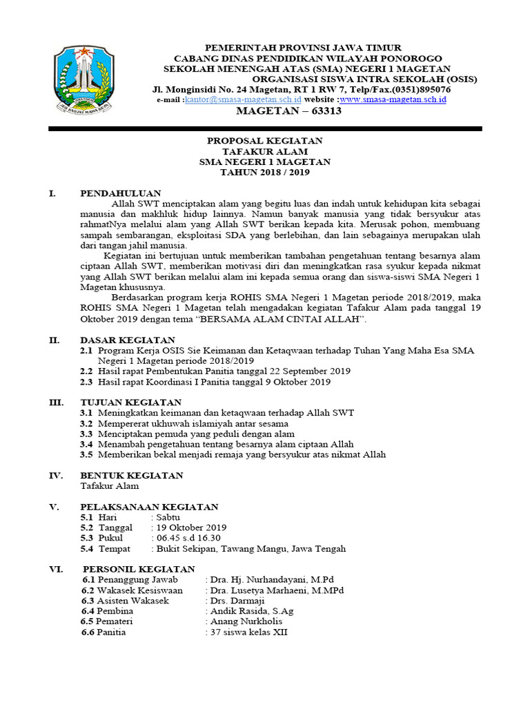 Proposal Tafakur Alam 2019 | PDF