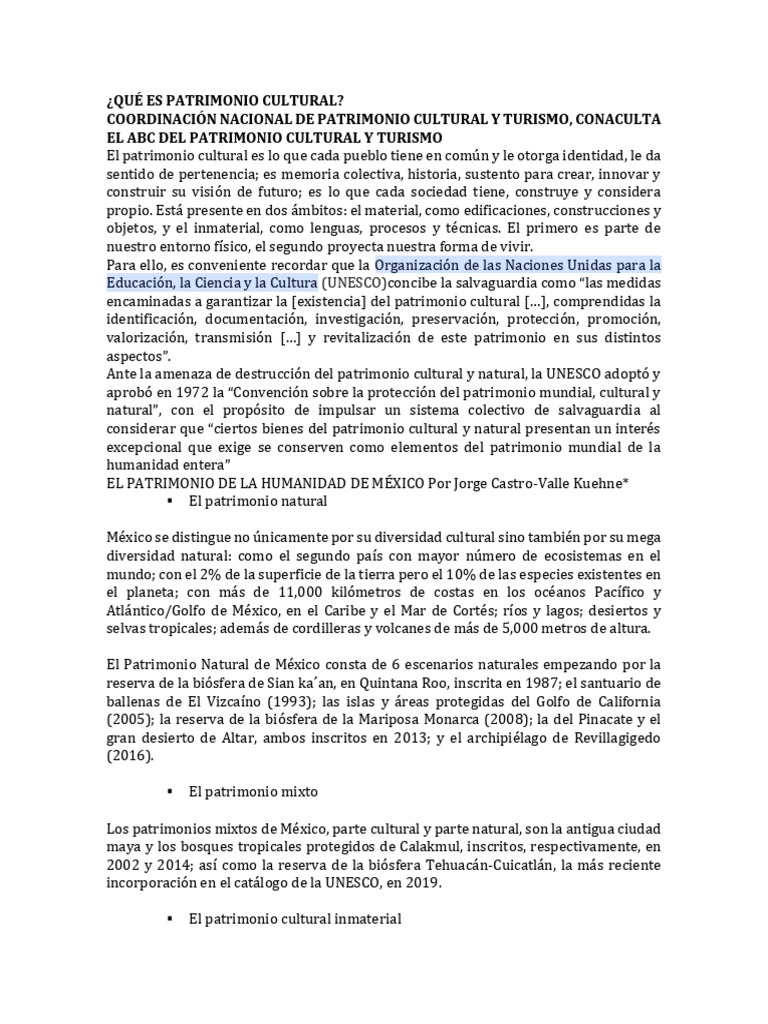 PATRIMONIO CULTURAL | PDF | Patrimonio cultural | Patrimonio de la Humanidad