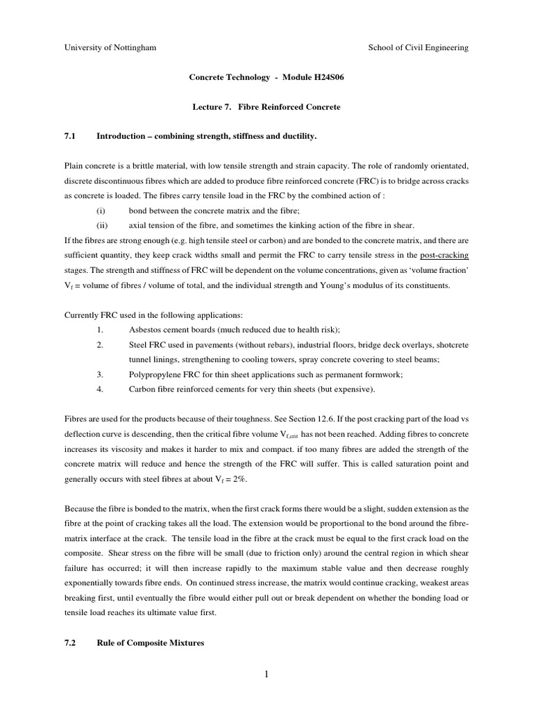 Lecture 07 Fibre reinforced concrete-1 | PDF | Fracture | Composite Material