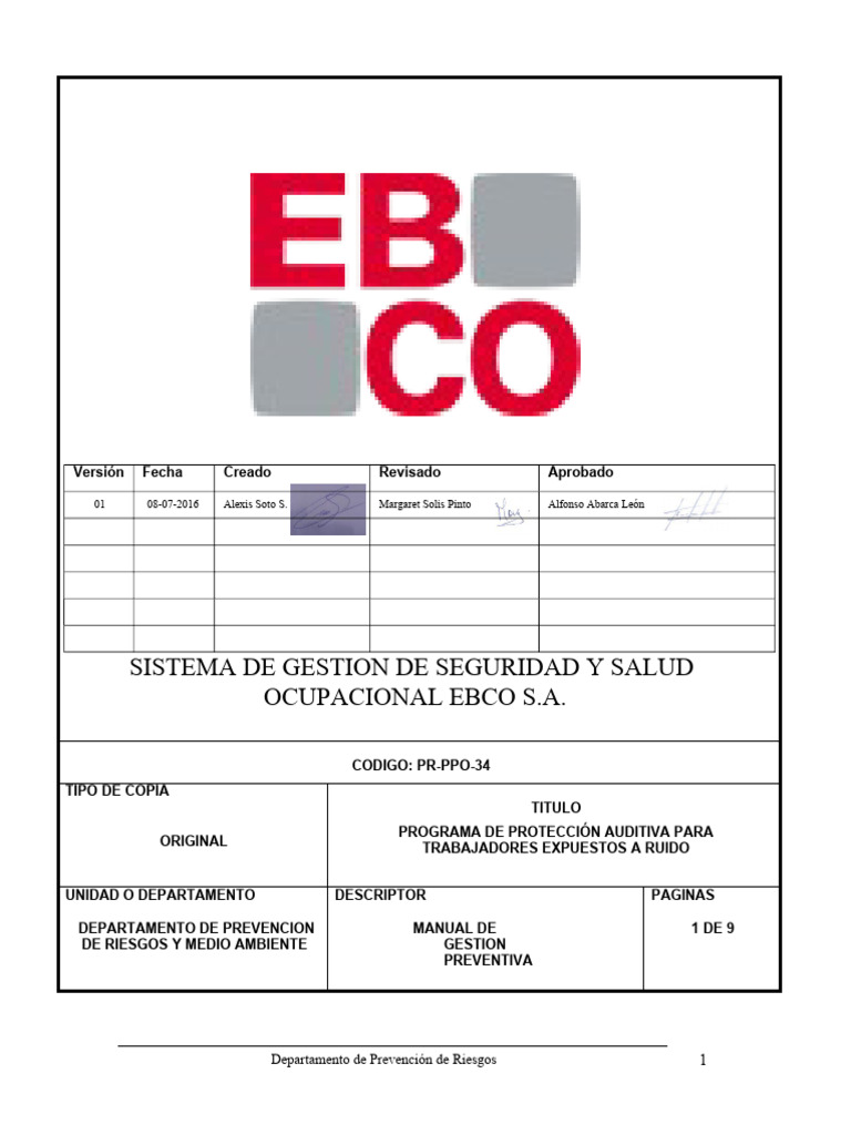Pr-Pdo-34 Programa de Protección Auditiva | PDF | ruido | Escuchando