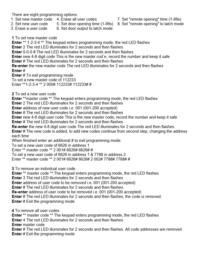 Security Keypad Instructions | PDF | Computing | Computer Engineering