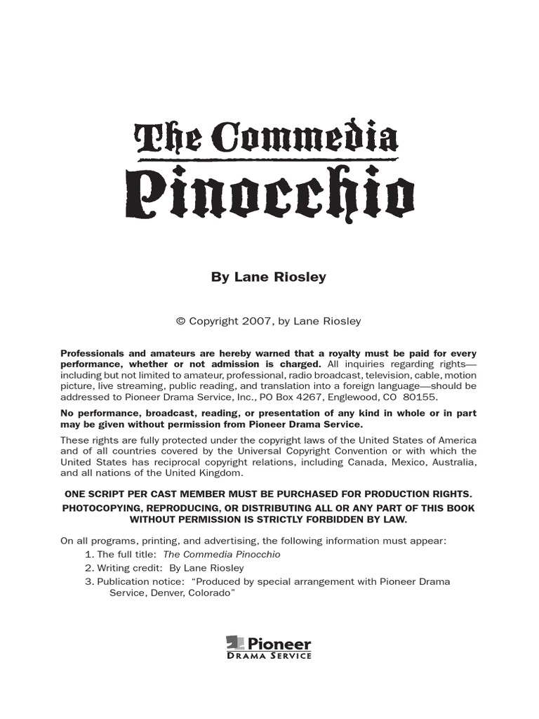 6774 Commpinocc Script Sample | PDF | Pinocchio | Copyright