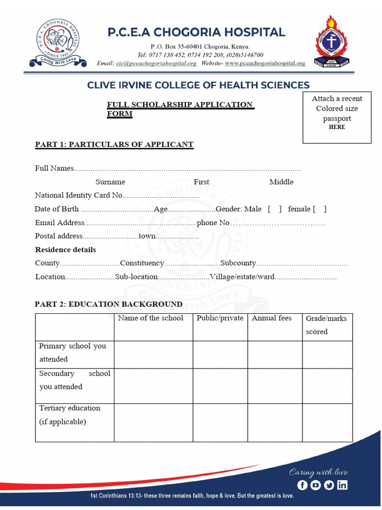 Scholarship Application Form Guide | PDF