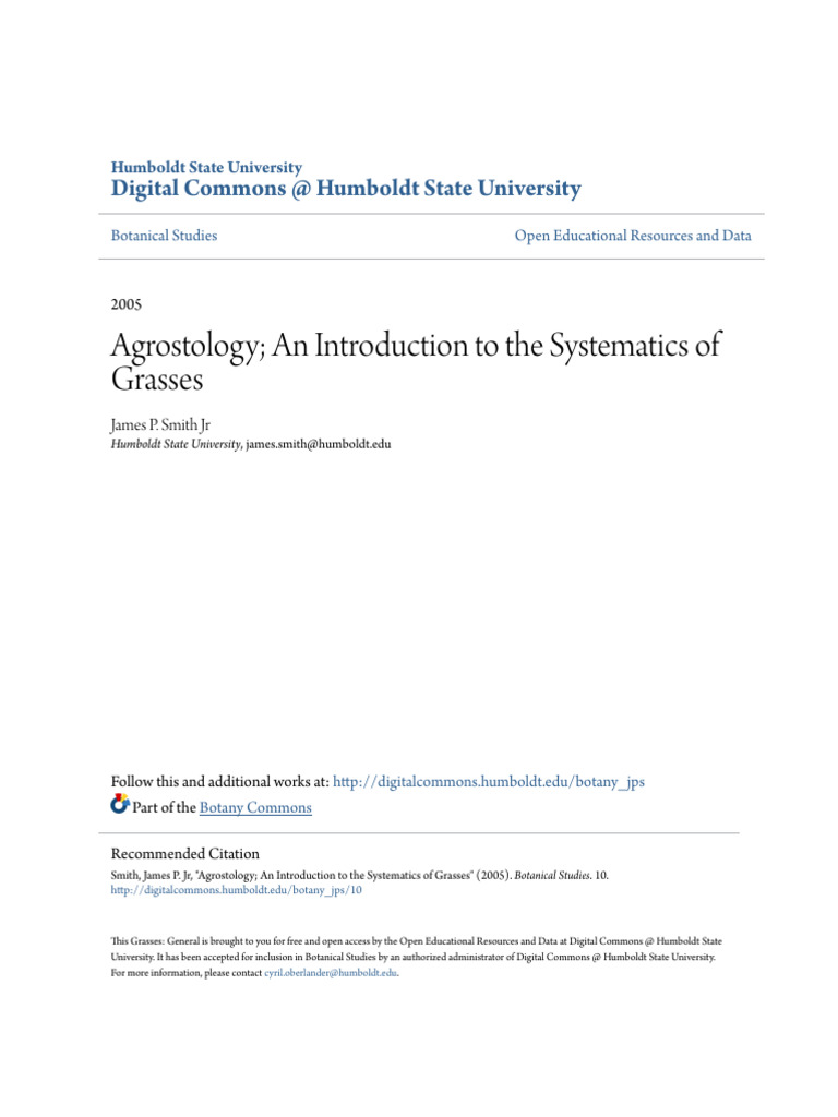 Agrostology - An Introduction To The Systematics of Grasses | PDF ...