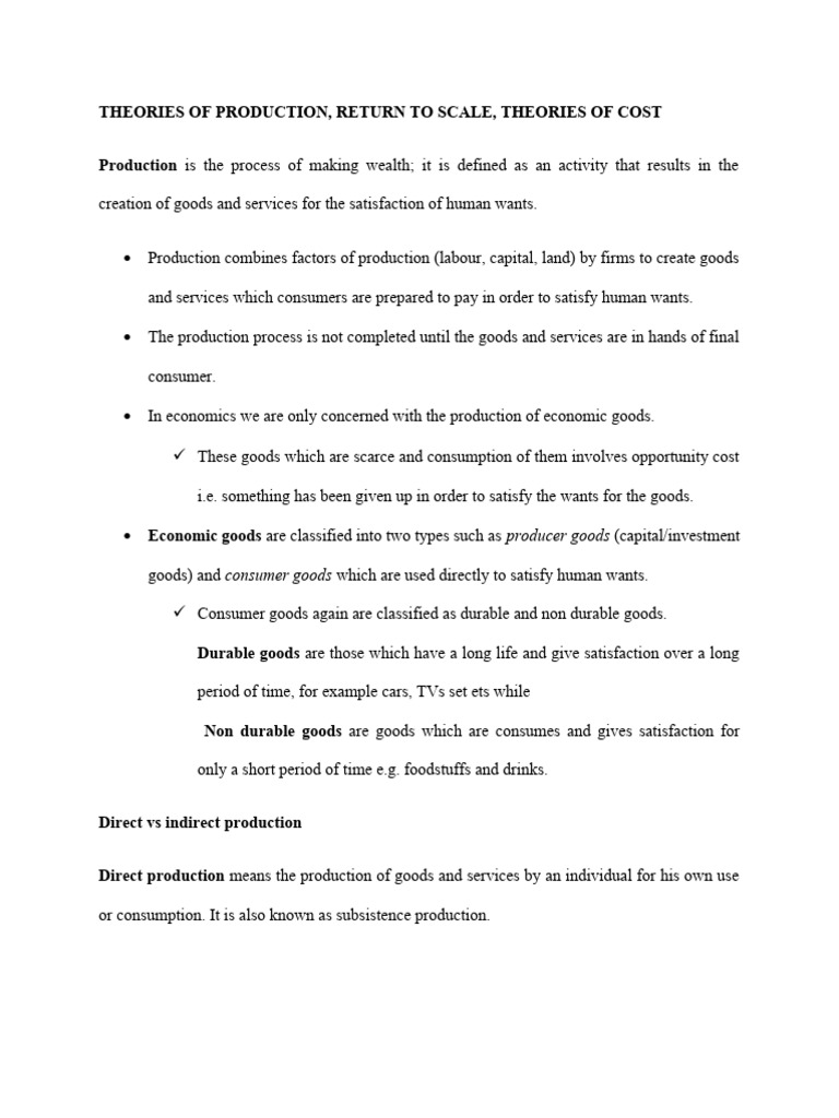 Production Theory Pdf Production Function Goods