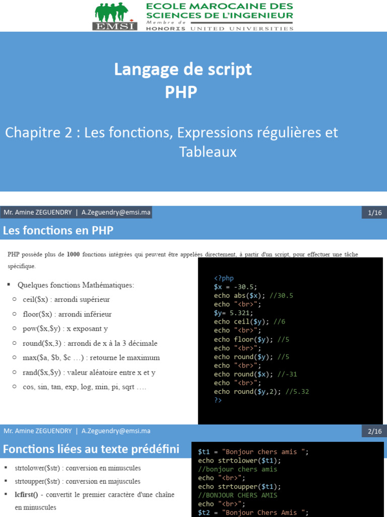 PHP Chapitre2 | PDF | PHP | Expression régulière