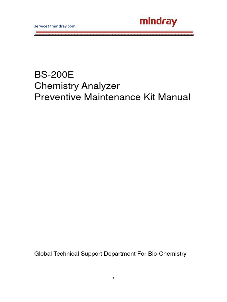 BS-200E - Preventive Maintenance Kit Manual - V1.0 - EN - ZSH-13083-BS-200E | PDF | Syringe ...