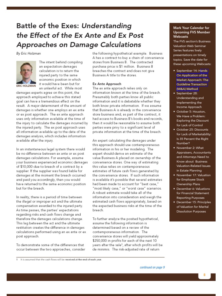 Battle of The Exes: Understanding The Effect of The Ex Ante and Ex Post ...