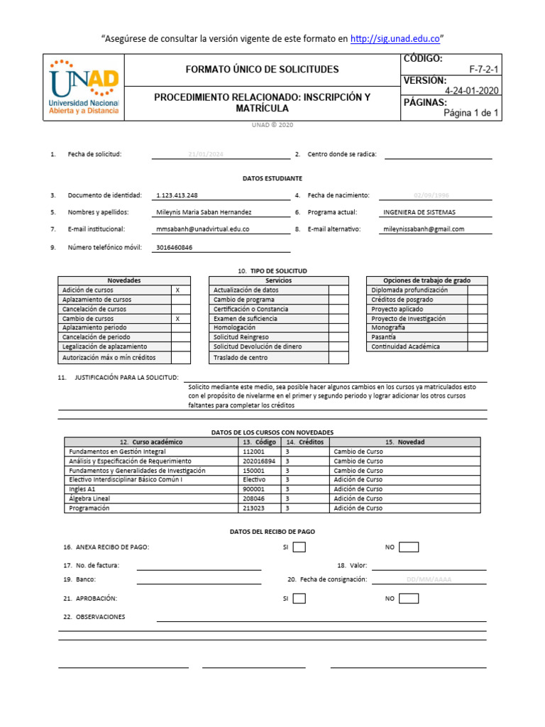 FORMATO FUS UNAD VIRTUAL | PDF | Documento de identidad