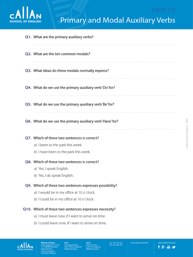 Primary and Modal Auxiliary Verbs | PDF | Verb | Grammatical Tense