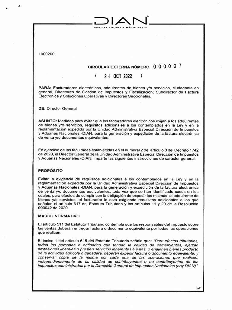 Circular 000007 de 24-10-2022 | PDF Circular 000007 de 24-10-2022 | PDF