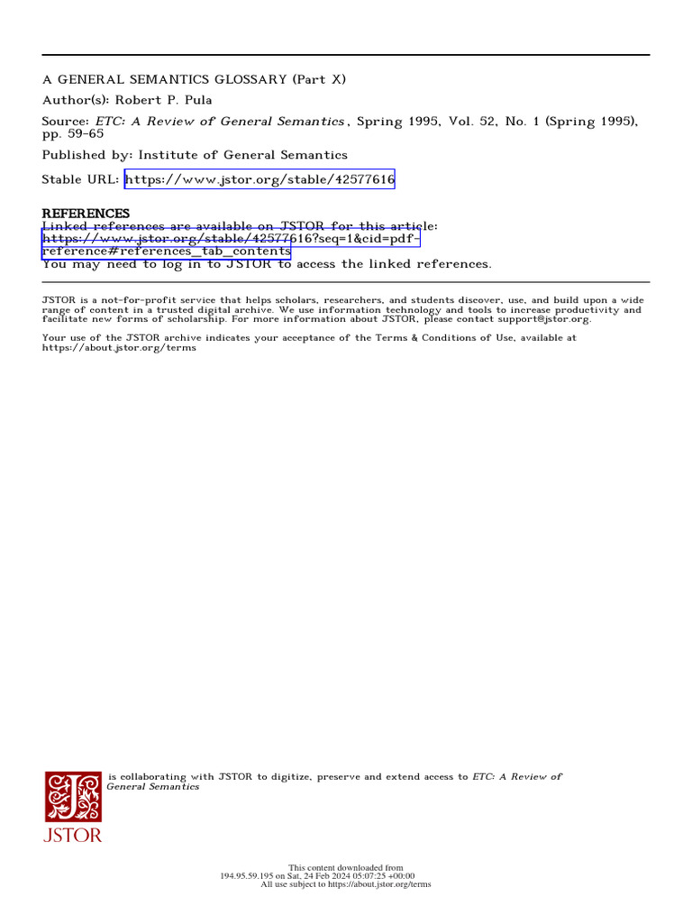 General Semantics Glossary Part X | PDF | Semantics | Interpretation (Philosophy)