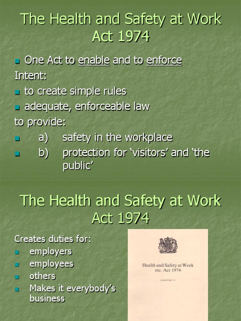 The Health and Safety at Work Act 1974 | PDF | Occupational Safety And ...